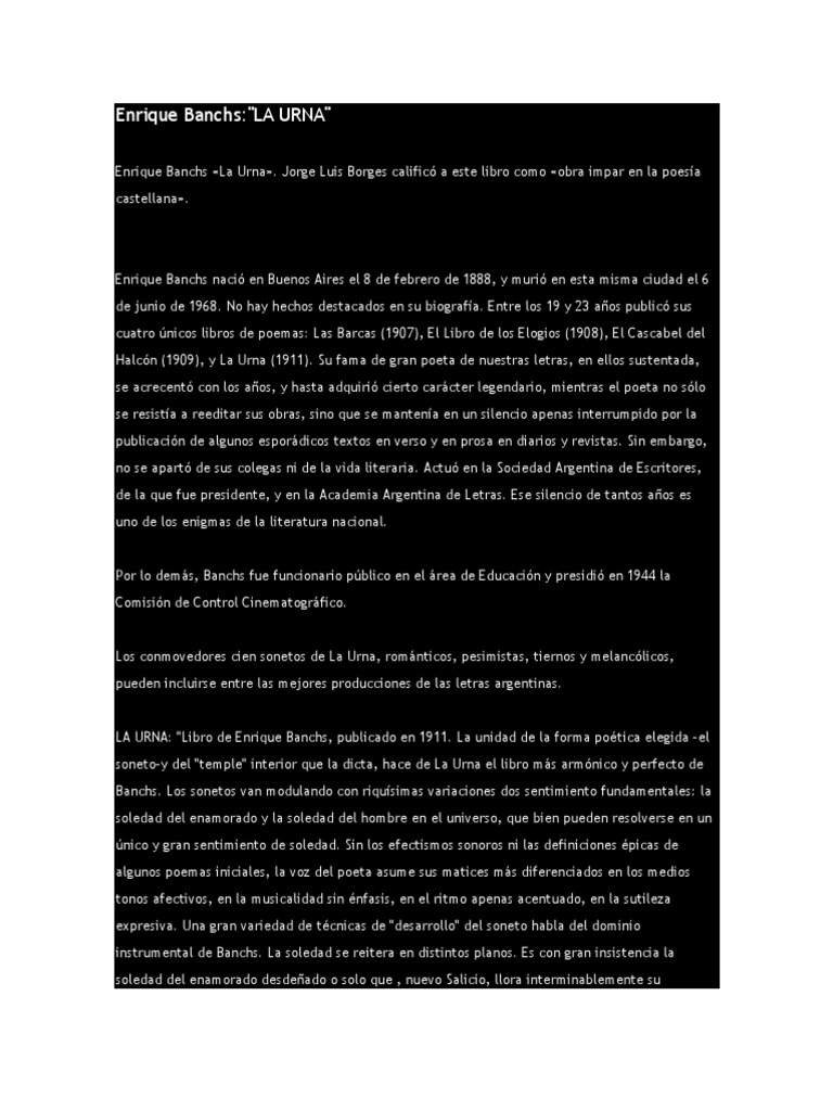 La Urna - Enrique Banchs | PDF | Poesía | Amor