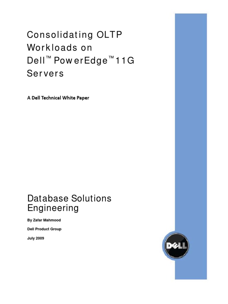 Consolidating Oltp Workloads On Dell Poweredge 11G Servers: A Dell Technical White Paper | PDF ...