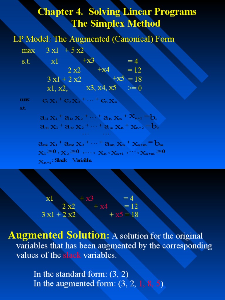 Chapter 4. Solving Linear Programs The Simplex Method | PDF | Linear Programming | Algorithms ...