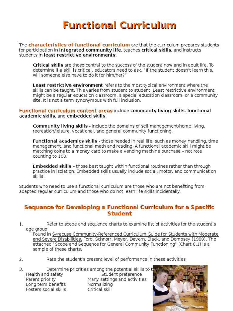 Functional Curriculum | PDF | Alternative Education | Curriculum
