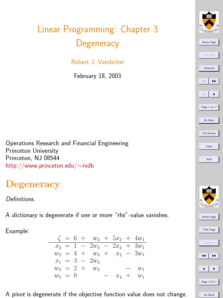 Linear Programming Chapter 3 Degeneracy Linear Programming Analysis 