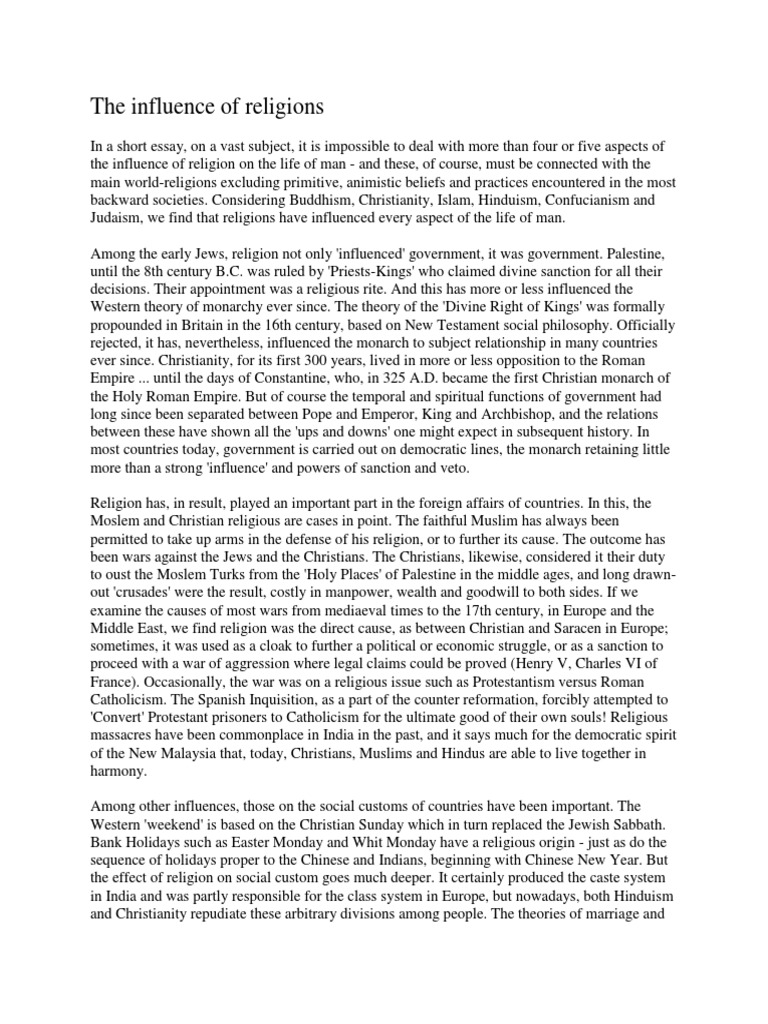 The Influence of Religion | PDF | Monarchy | Catholic Church