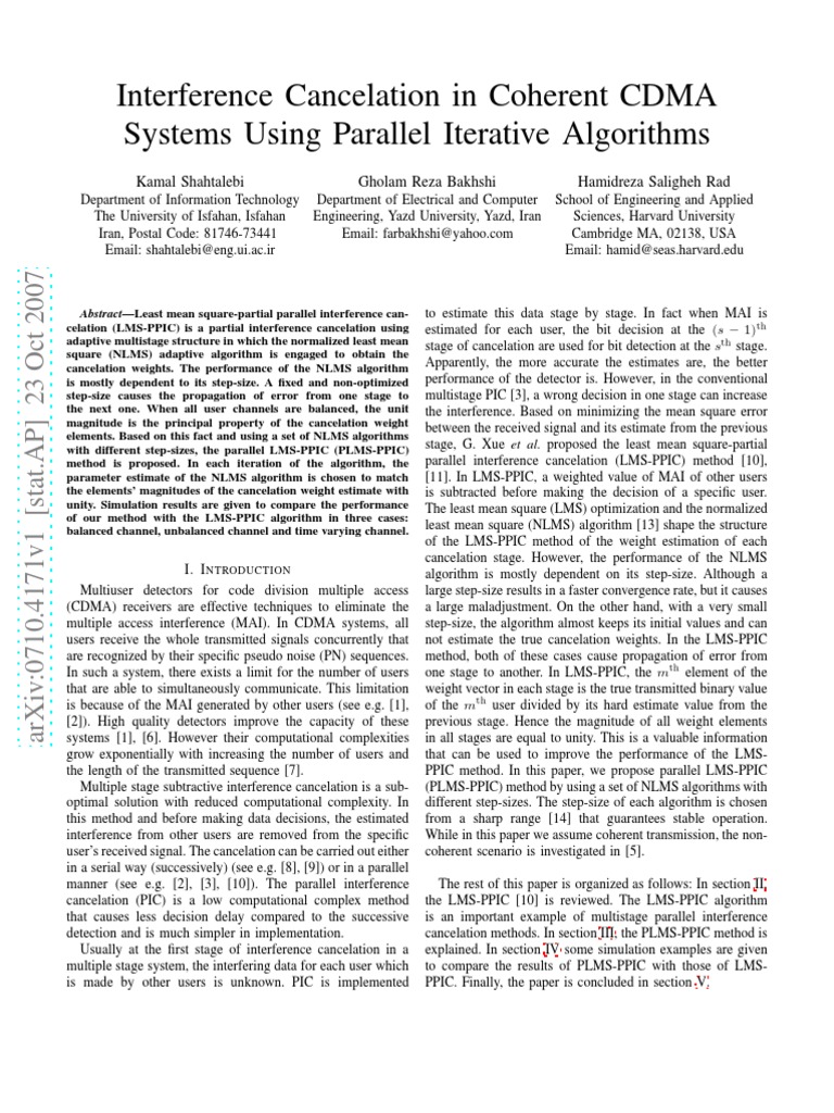 Partial Parallel Interference | Download Free PDF | Telecommunications ...
