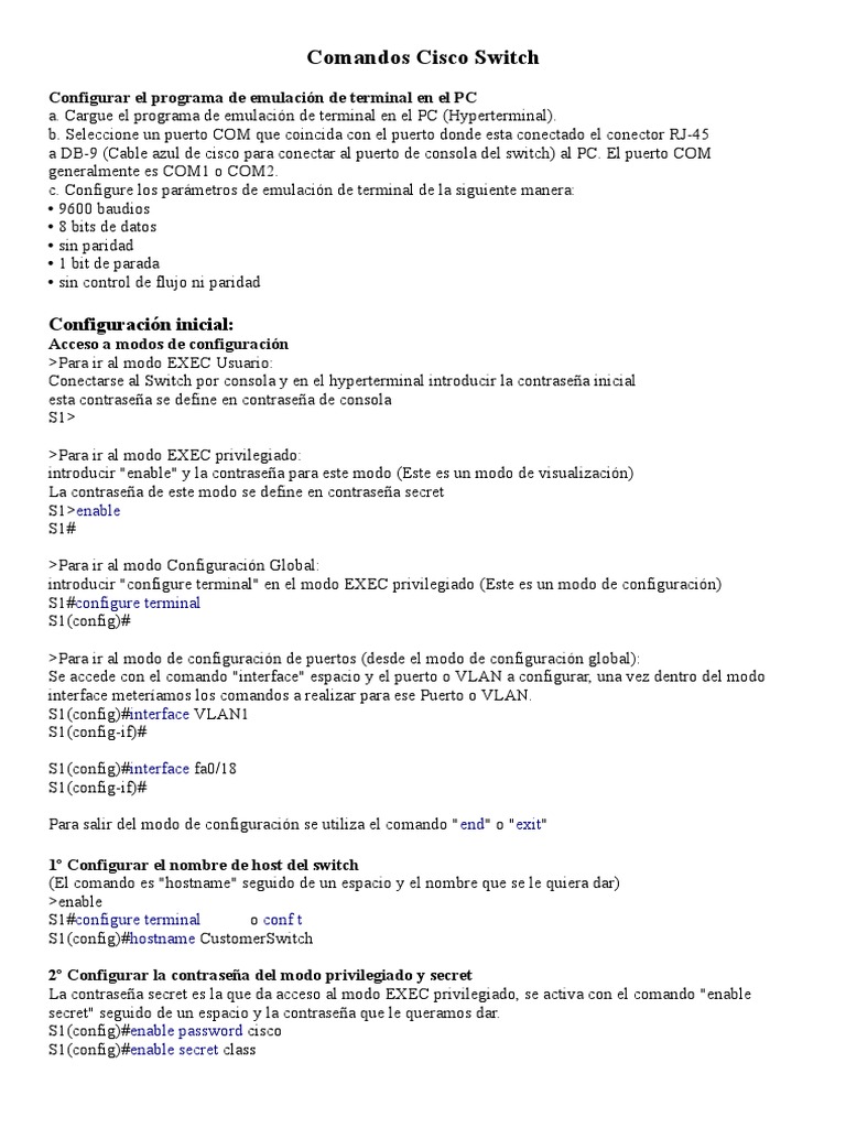Redes Comandos Switch y Router Cisco v2 3 PDF | PDF | Enrutador ...