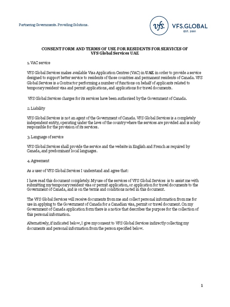 Vfs Consent Form | PDF | Travel Visa | Personally Identifiable Information
