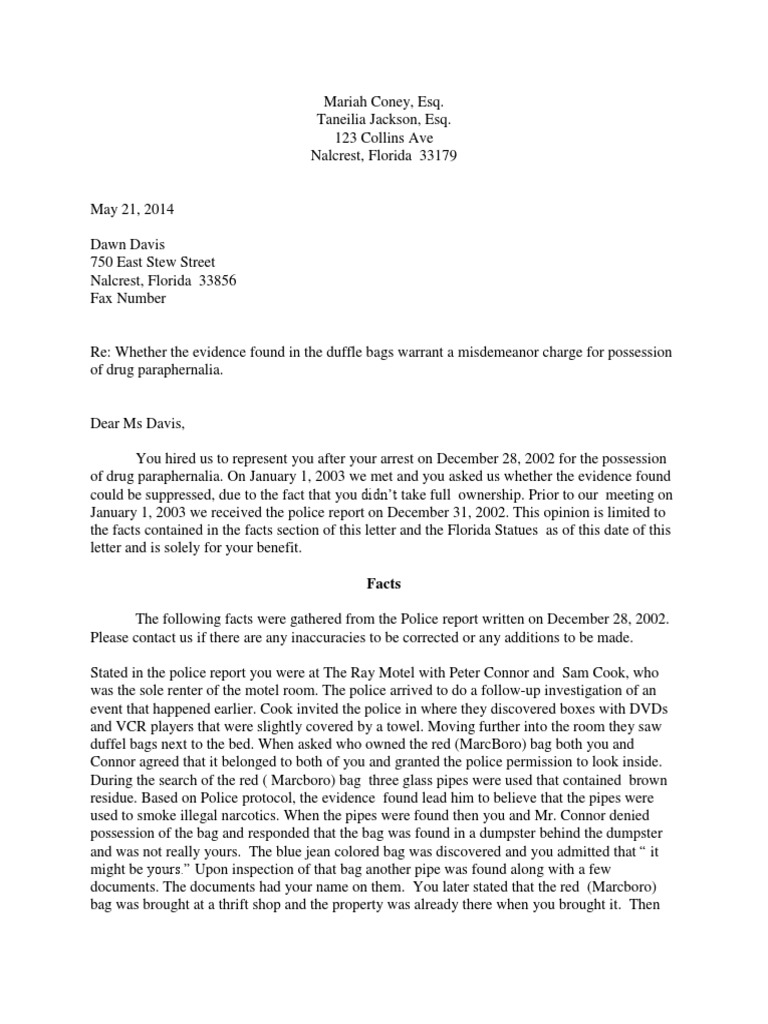 Opinion Letter (Final) | PDF | Plea Bargain | Burden Of Proof (Law)