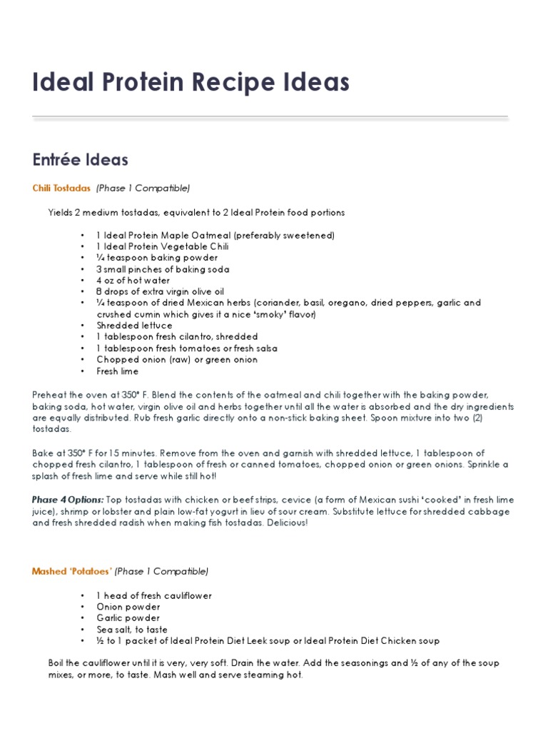 Ideal Protein Recipe Ideas | PDF | Salad | Chicken Soup