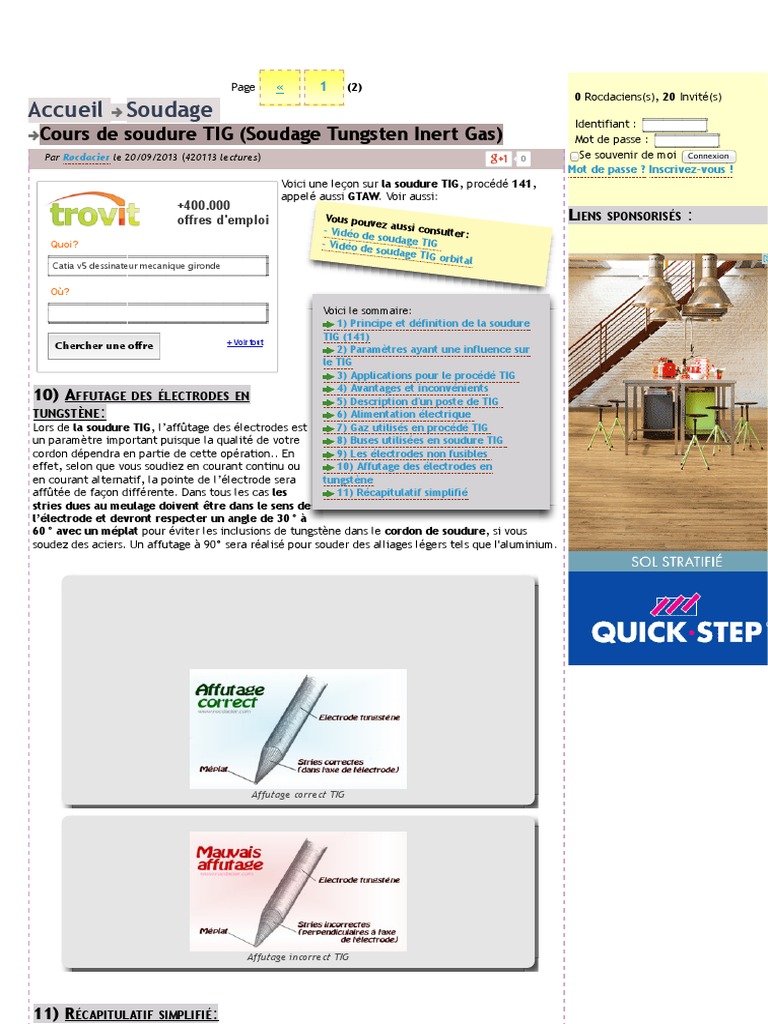 Cours de Soudure TIG (Soudage Tungsten Inert Gas) | PDF