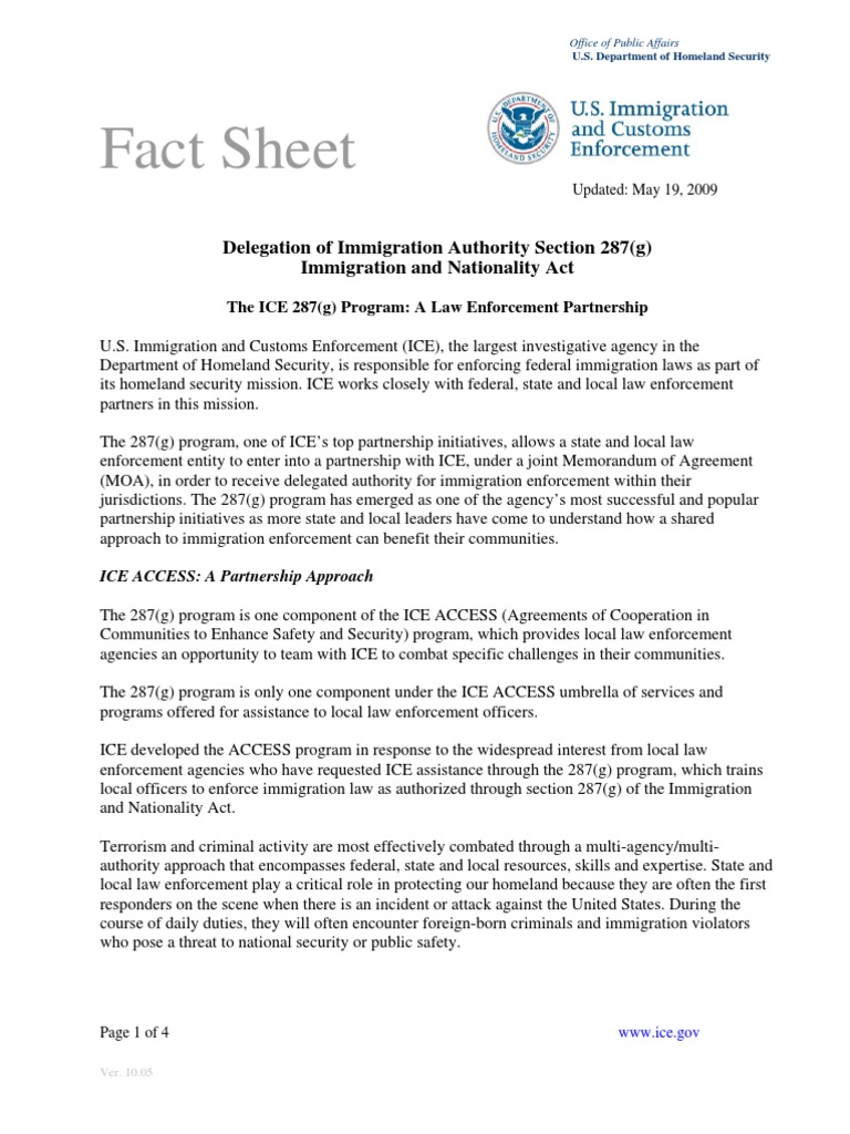 ICE 287(g) Program Overview | PDF | U.S. Immigration And Customs ...