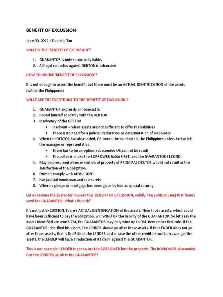 Understanding Benefit of Excursion in Law | PDF | Guarantee | Surety