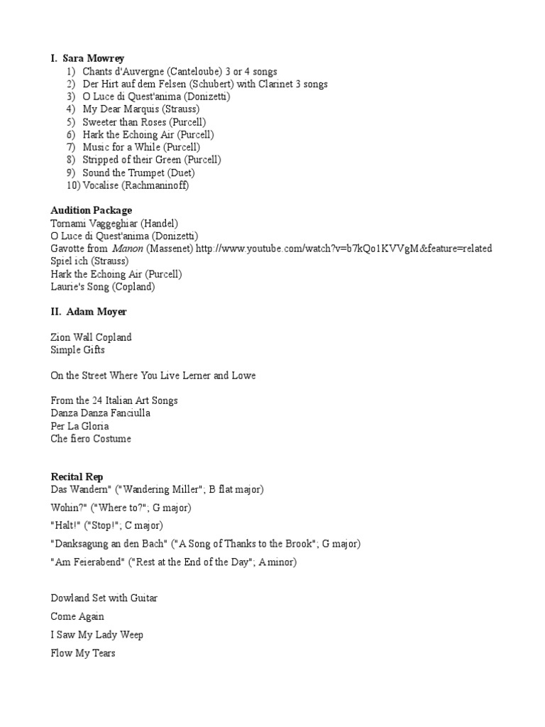 Essential Vocal Repertoire | PDF | Classical And Art Music Traditions ...