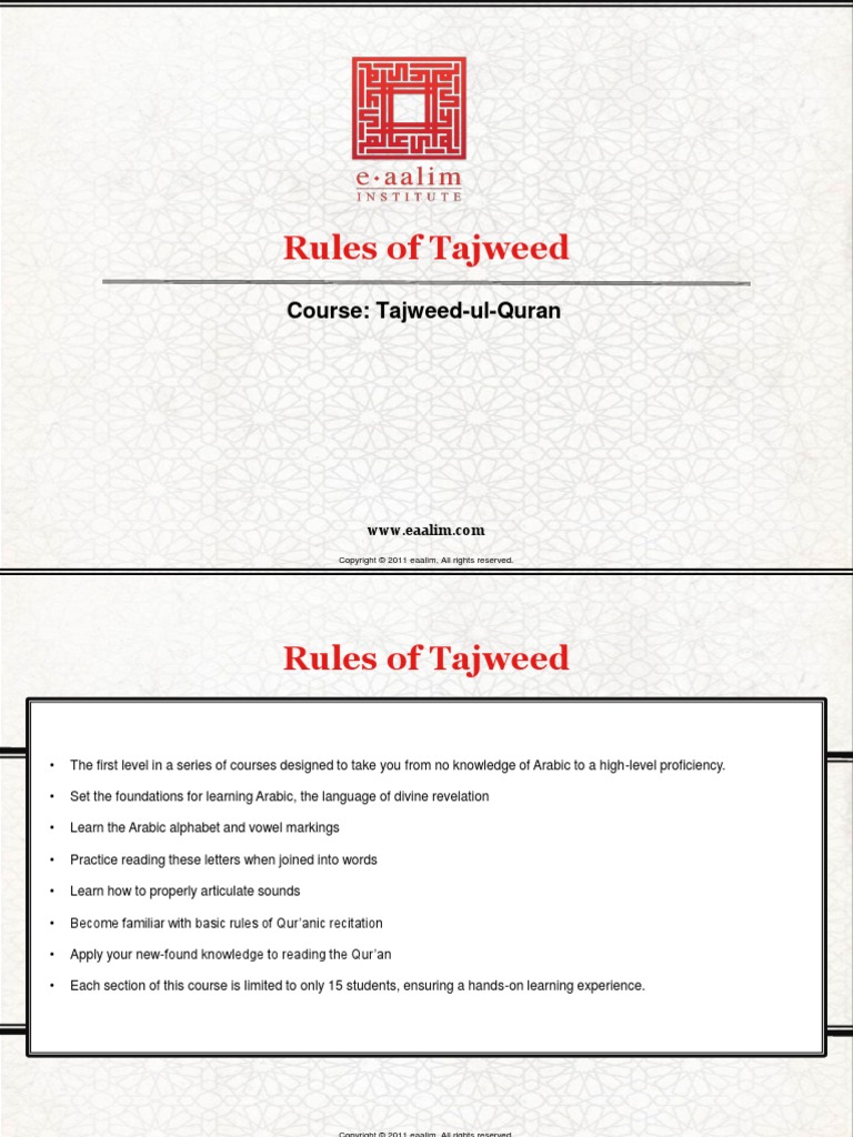Rules of Tajweed | PDF | Languages | Language Arts & Discipline