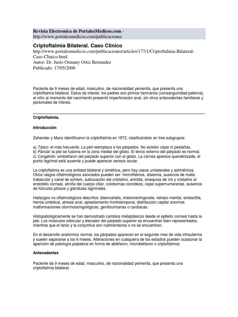 Criptoftalmia Bilateral | PDF | Ojo humano | Ojo