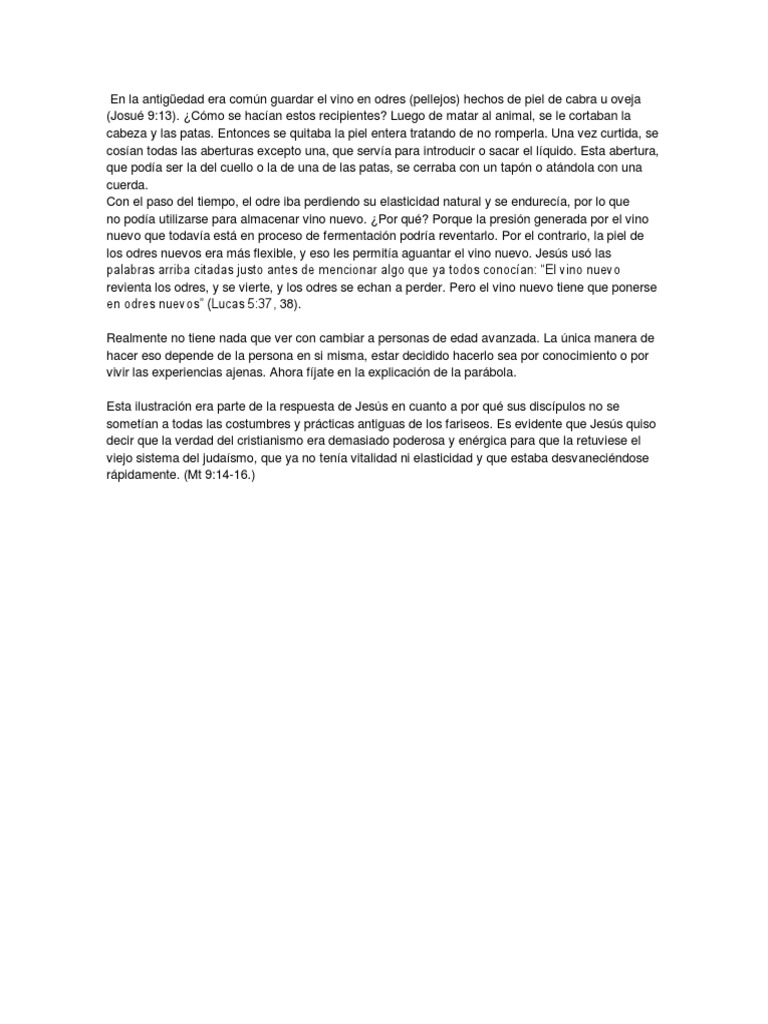 Odres: Significado y Parábola de Jesús | PDF