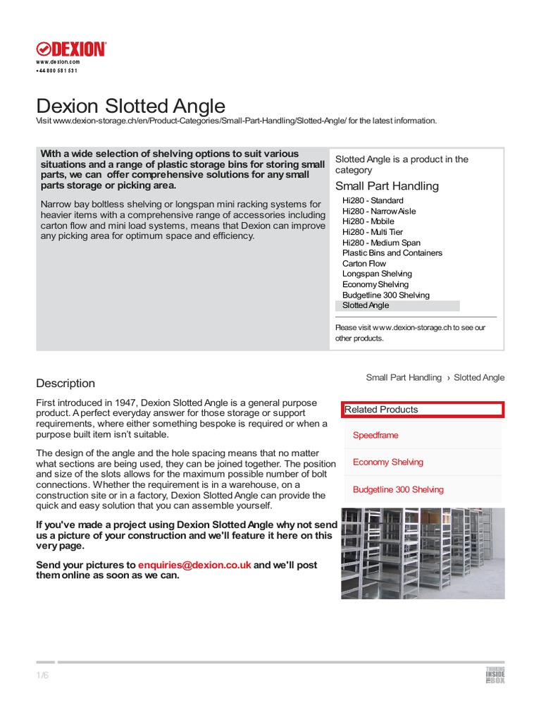 Dexion Slotted Angle Storage Solutions | PDF | Warehouse