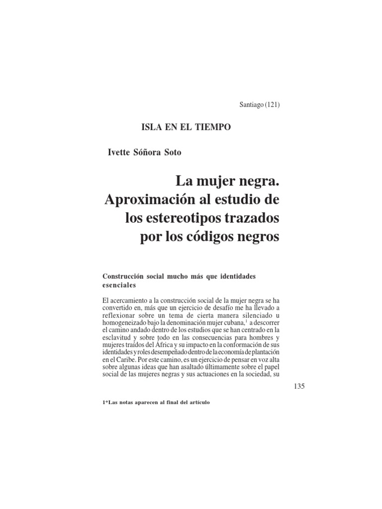 La Mujer Negra Aproximación Al Estudio de Los Estereotipos Trazos Por ...