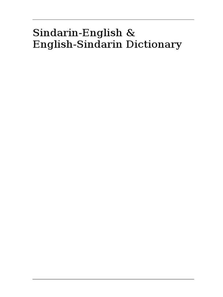 Sindarin English Dictionary | Middle Earth | J. R. R. Tolkien