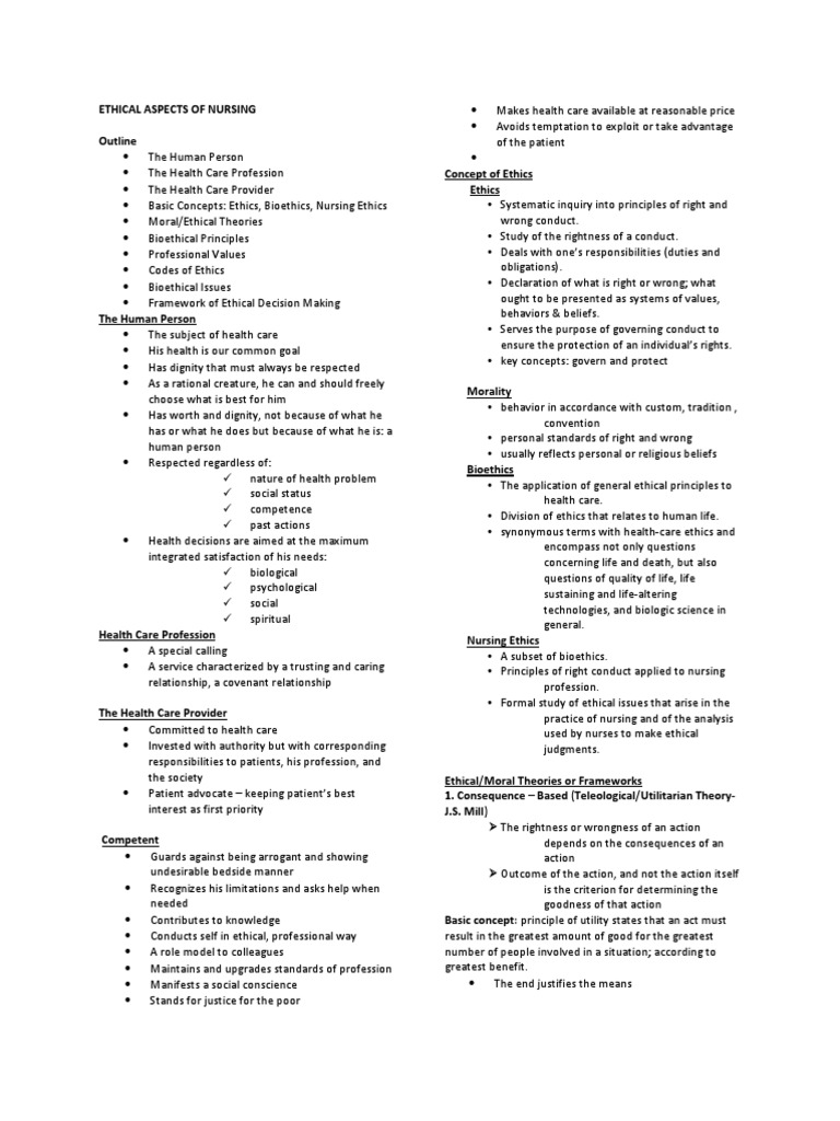 Ethical Dimension of Nursing Practice Word | Nursing | Bioethics