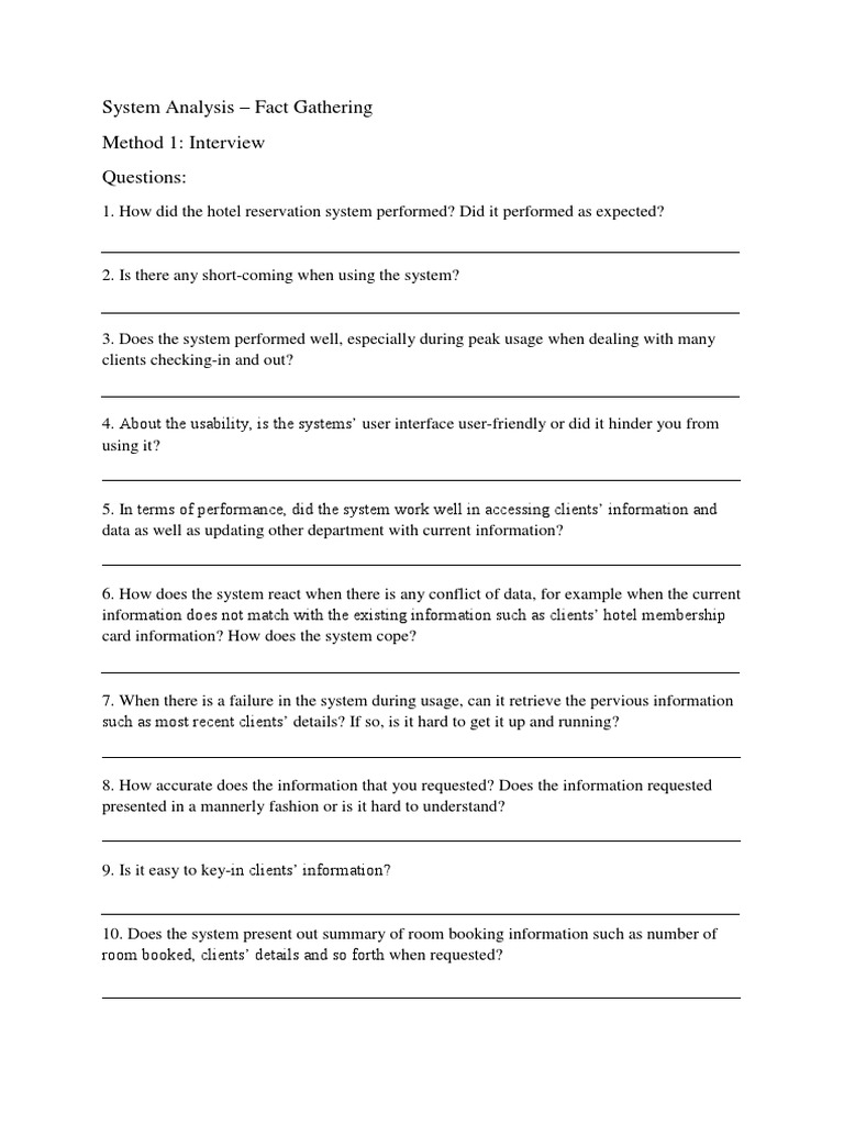System Analysis Fact Gathering | PDF | Usability | Information