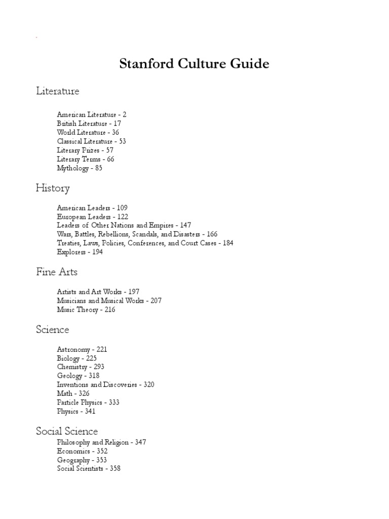 Stanford Culture Guide | PDF | Art