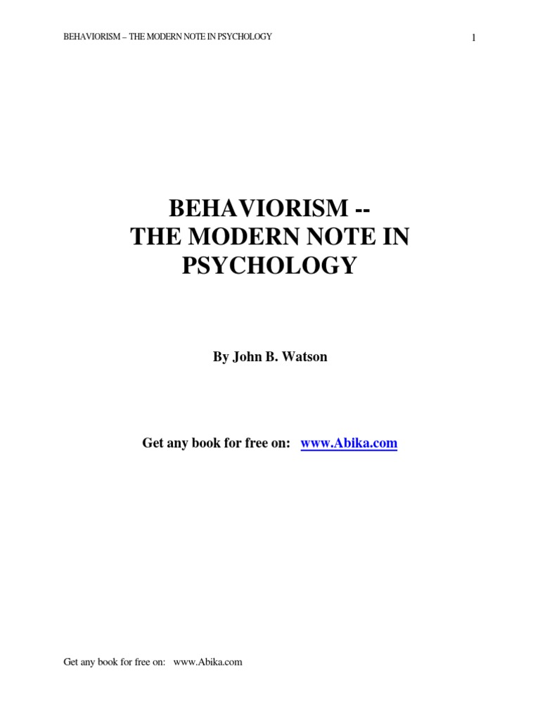 Modern Behaviorism in Psychology | PDF | Philosophy | Self-Improvement
