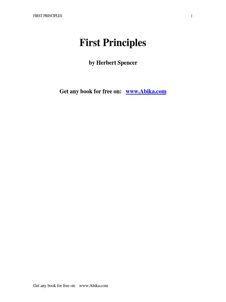 First Principles by Herbert Spencer | PDF | Truth | Liberty