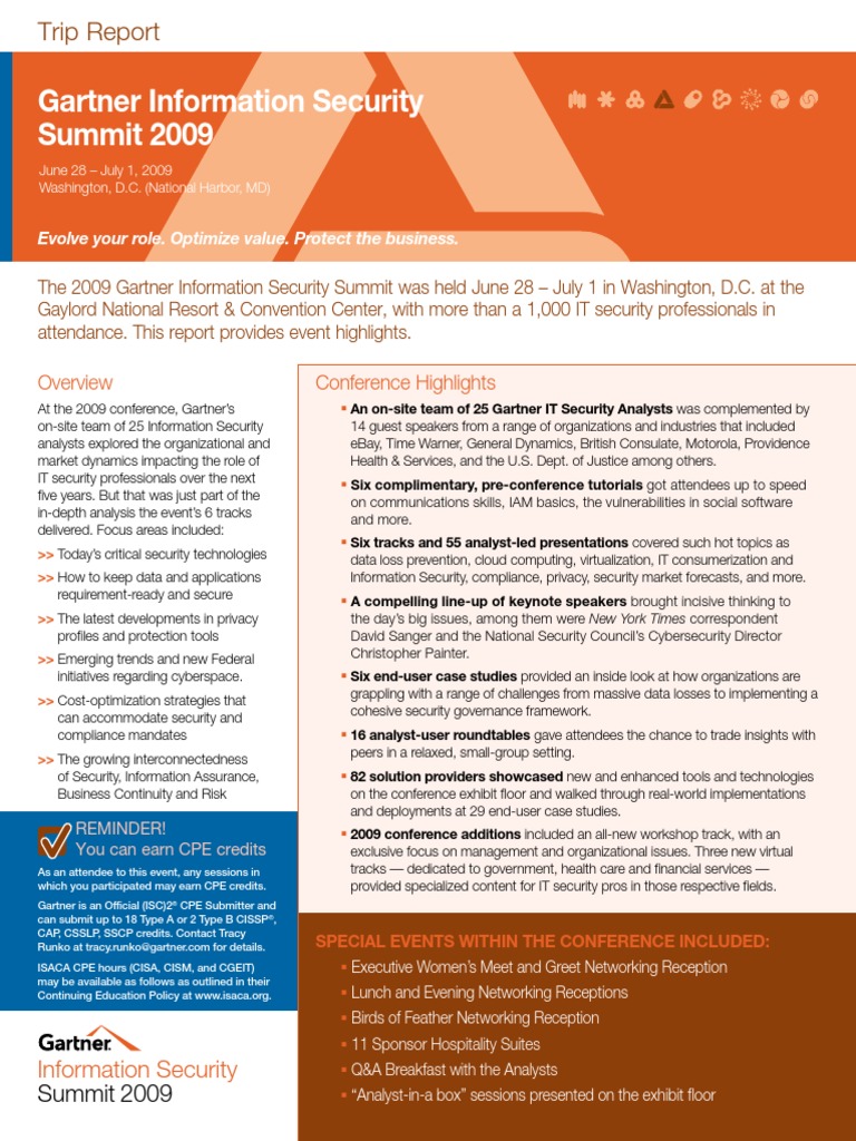 Gartner Information Security Summit 2009: Conference Highlights | PDF | Computer Security | Security