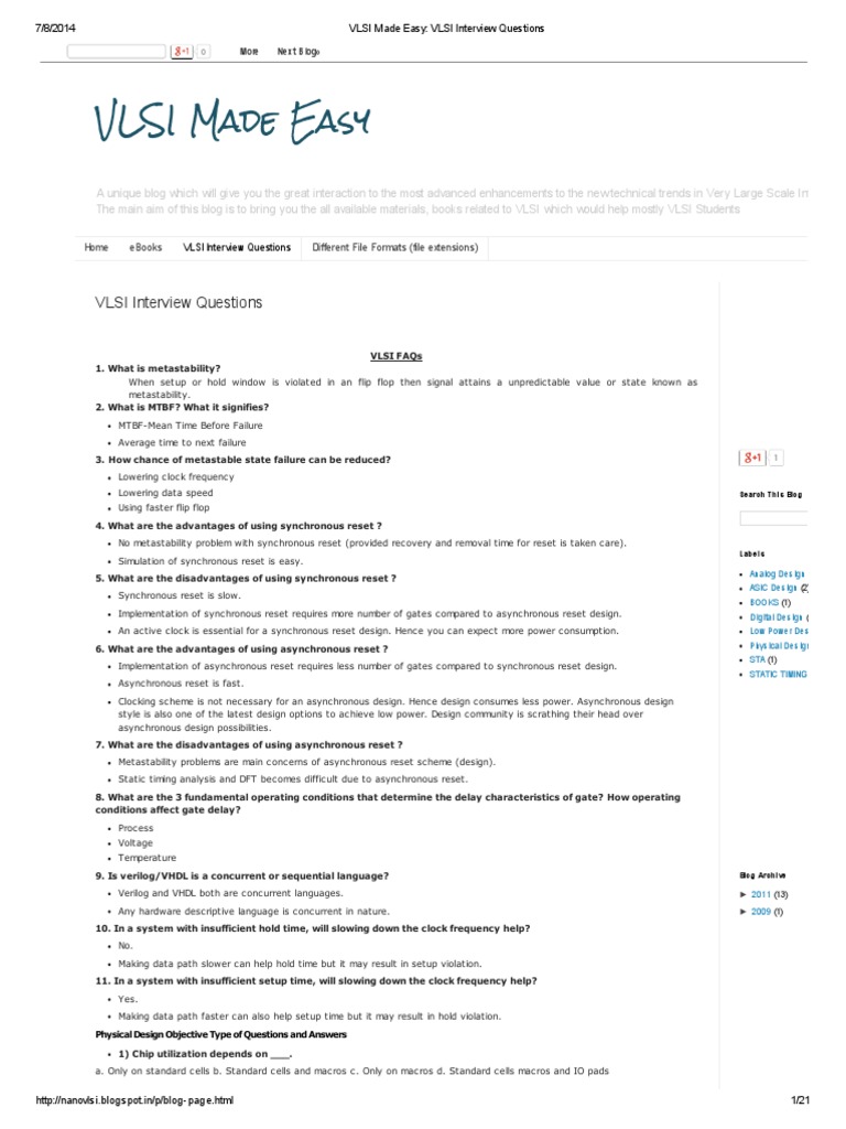 VLSI Made Easy - VLSI Interview Questions | PDF | Cmos | Mosfet