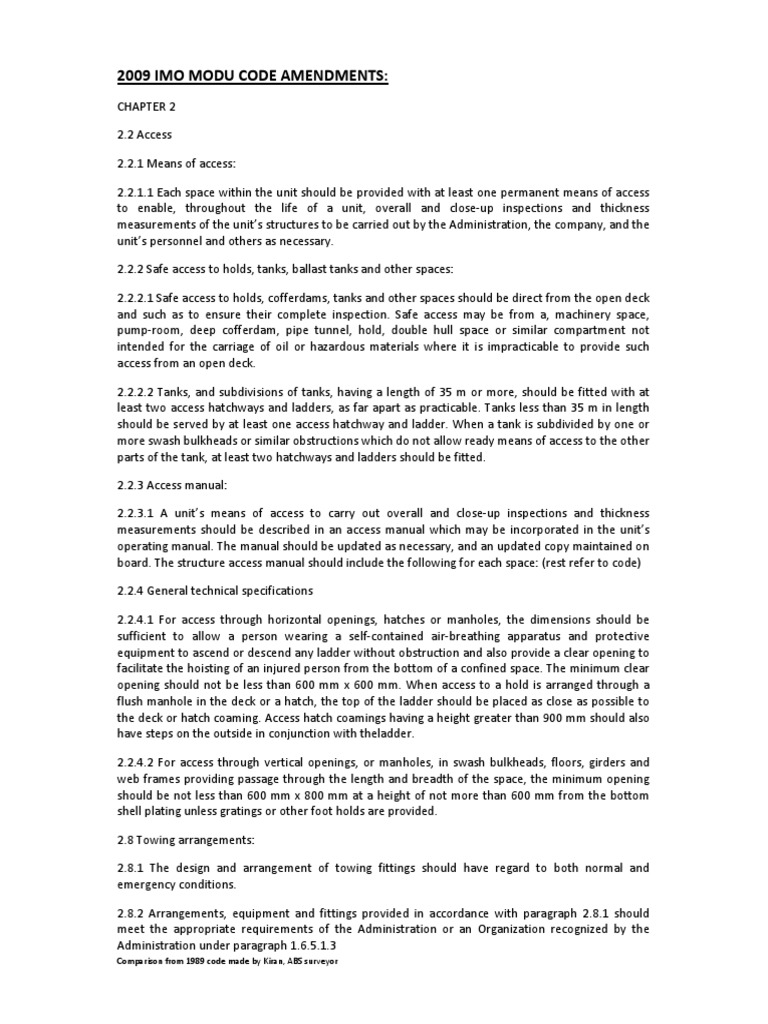 2009 IMO MODU Code Amendments | PDF | Duct (Flow) | Ventilation (Architecture)