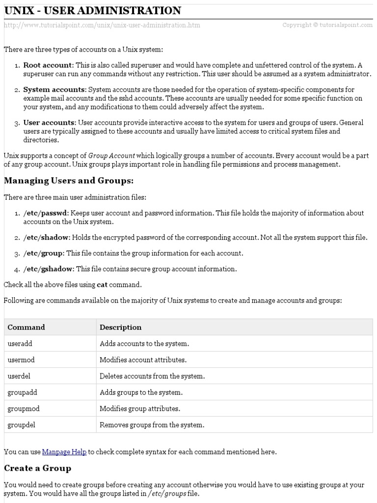 26unix User Administration Pdf Superuser Command Line Interface 