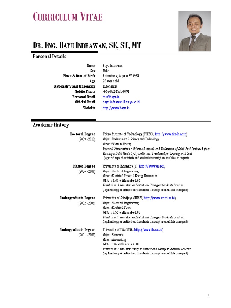CV Bayu Indrawan | PDF | Renewable Energy | Waste