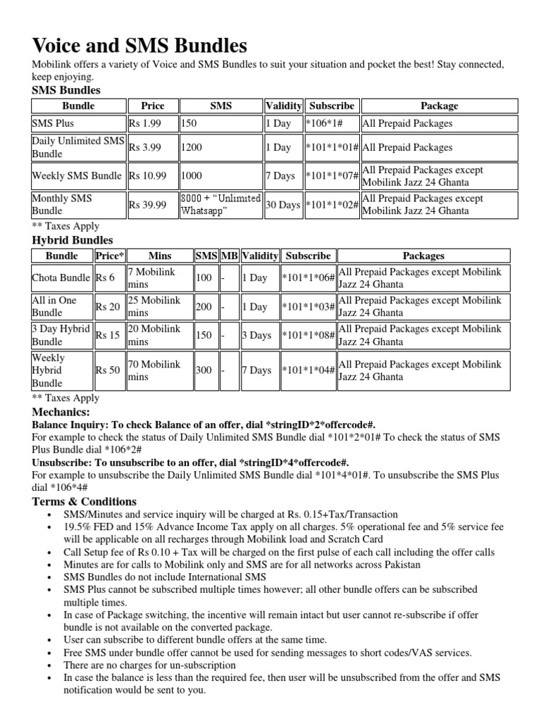 Jazz Offers | PDF | Prepaid Mobile Phone | Fee