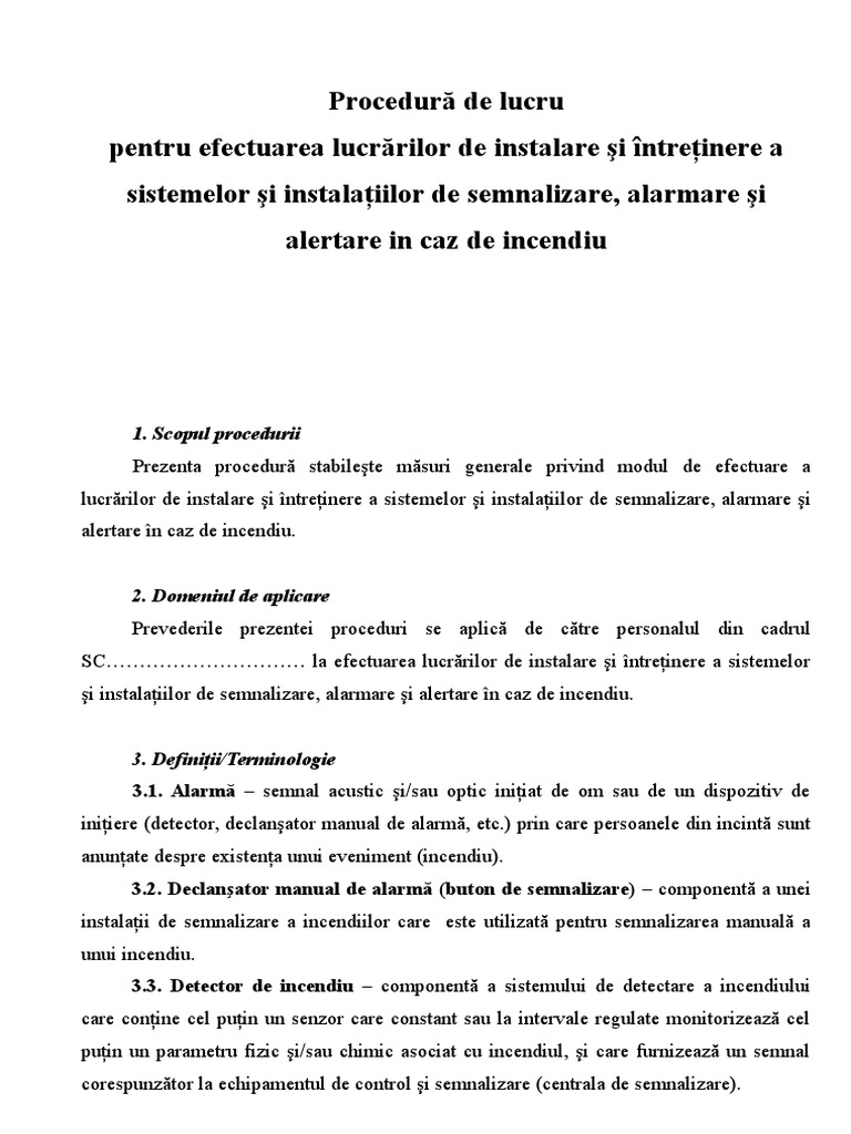 Procedura de Lucru Specifica