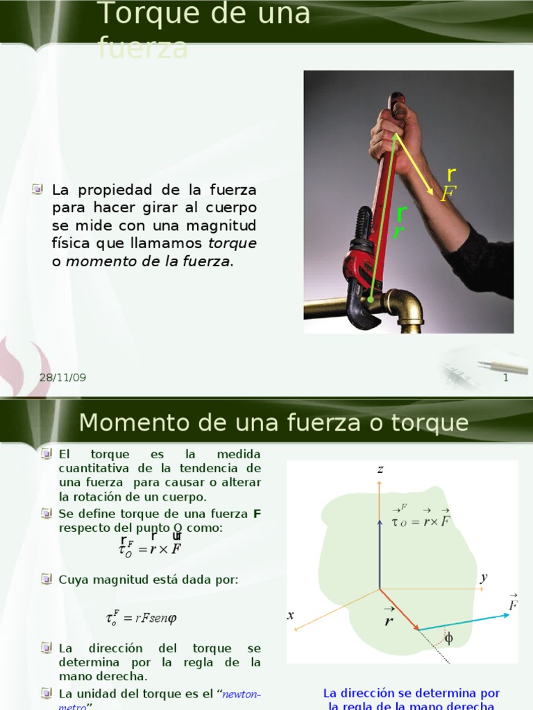 Torque, momento de una fuerza | Tiempo espacial | Física y matemáticas