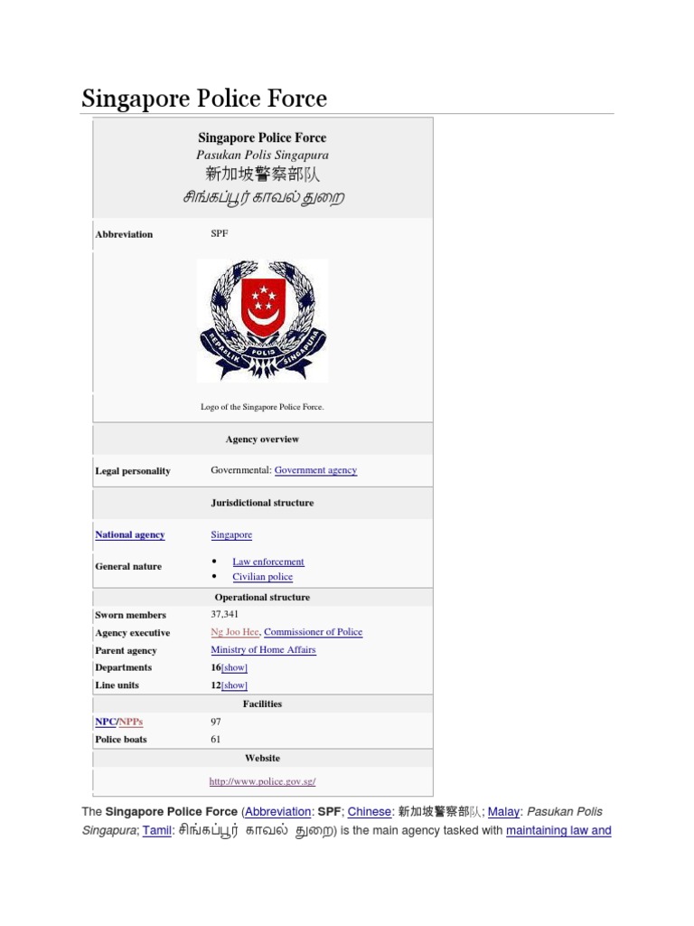 Singapore Police Force | PDF | Law Enforcement | Crime & Violence