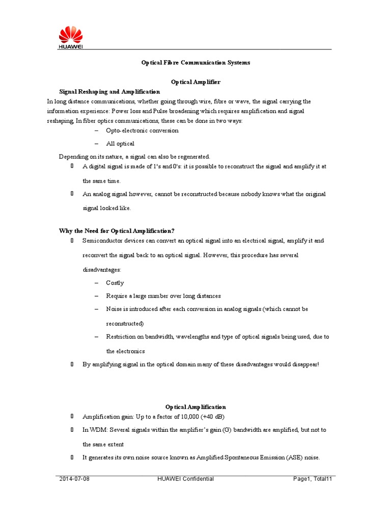FAQ-How NGWDM Amplifier Works and How To Calculate The OSNR | PDF ...