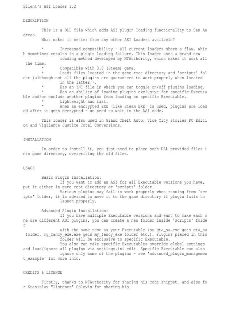 ASI Loader ReadMe | Download Free PDF | Plug In (Computing) | Operating System Technology