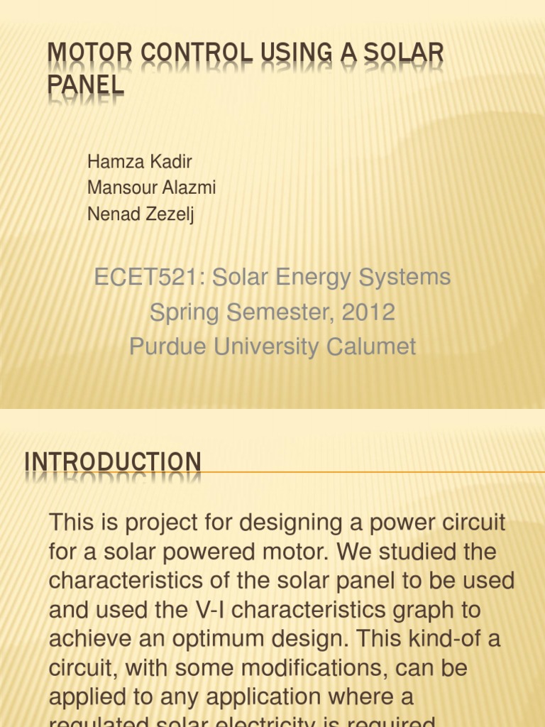 Solar-Powered Motor Control Design | PDF | Solar Panel | Photovoltaics