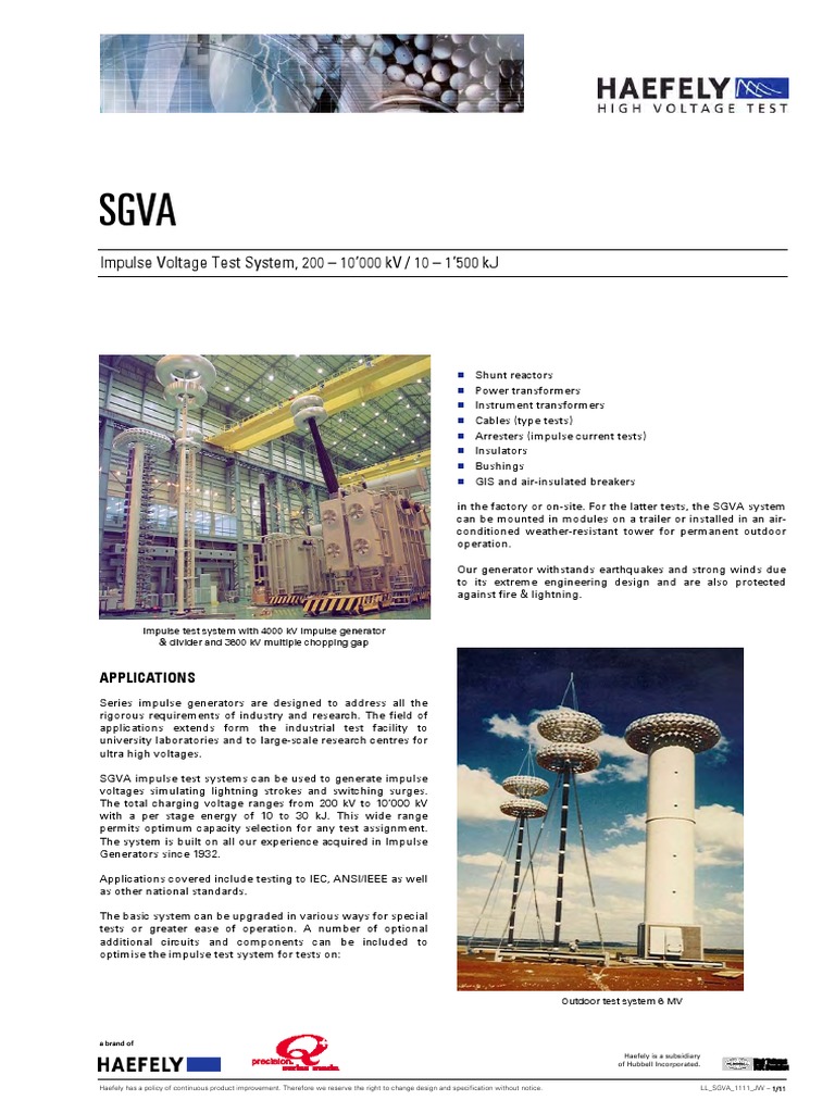 Haefely - V Type Impulse Generator | PDF | Capacitor | Resistor