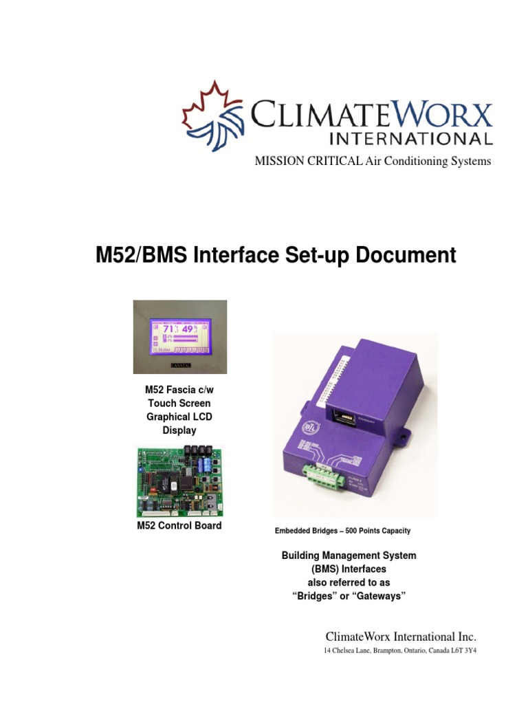 M52 BMS Interface Set-Up Document | Gateway (Telecommunications ...