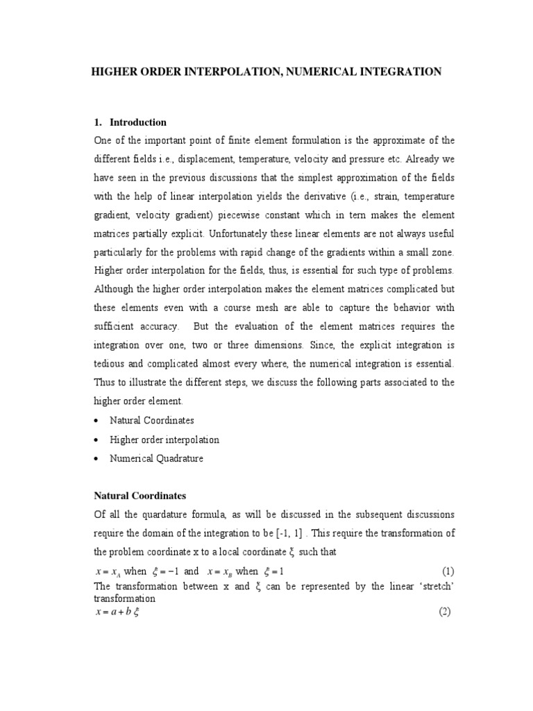 Higher Order Interpolation and Quadrature | PDF | Integral | Applied Mathematics