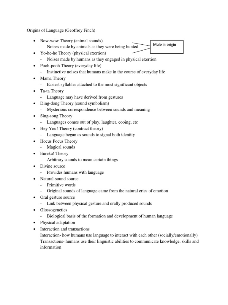 Theories on Language Origins | PDF | Emotions | Communication