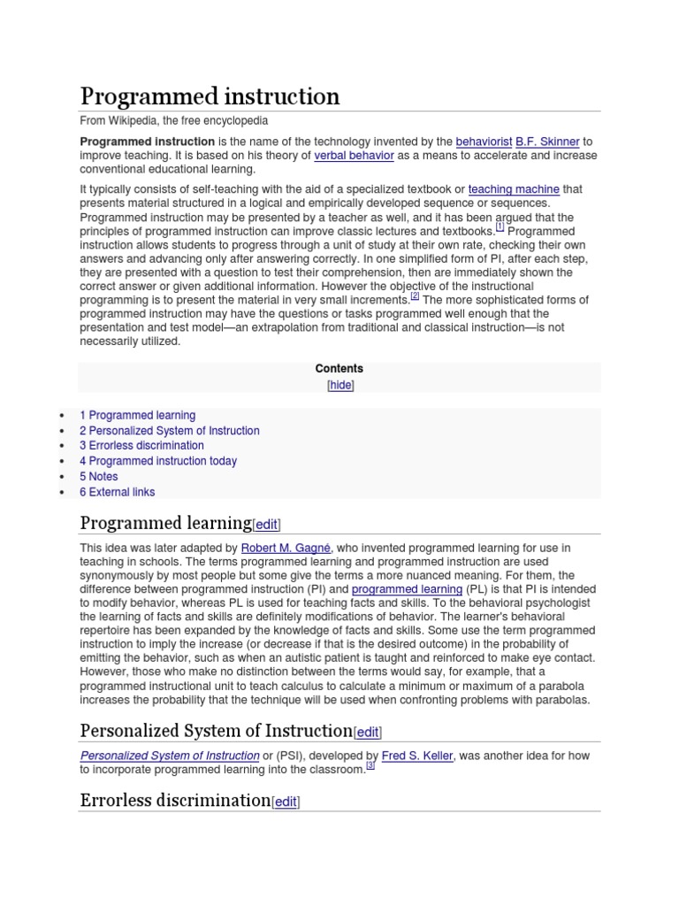 Programmed Instruction Overview | PDF | Behaviorism | Learning