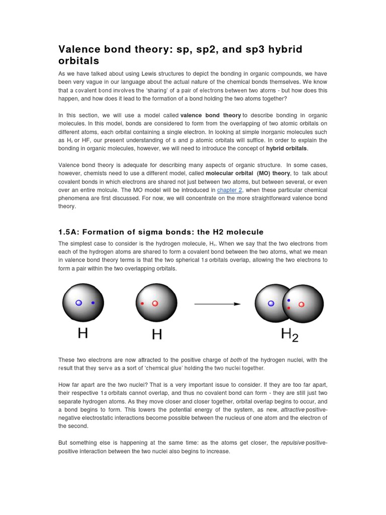Valence Bond Theory | PDF | Molecular Orbital | Chemical Bond
