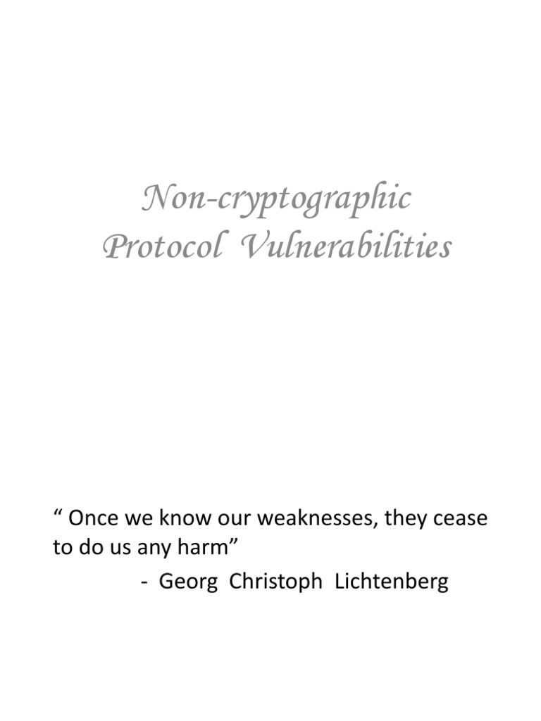 Non-Cryptographic Protocol Vulnerabilities | PDF | Denial Of Service Attack | Transmission ...