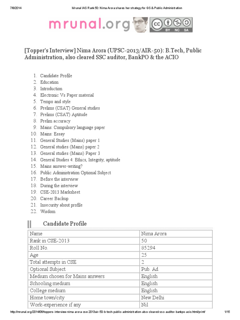 Mrunal IAS Rank 50 - Nima Arora Shares Her Strategy For GS & Public ...