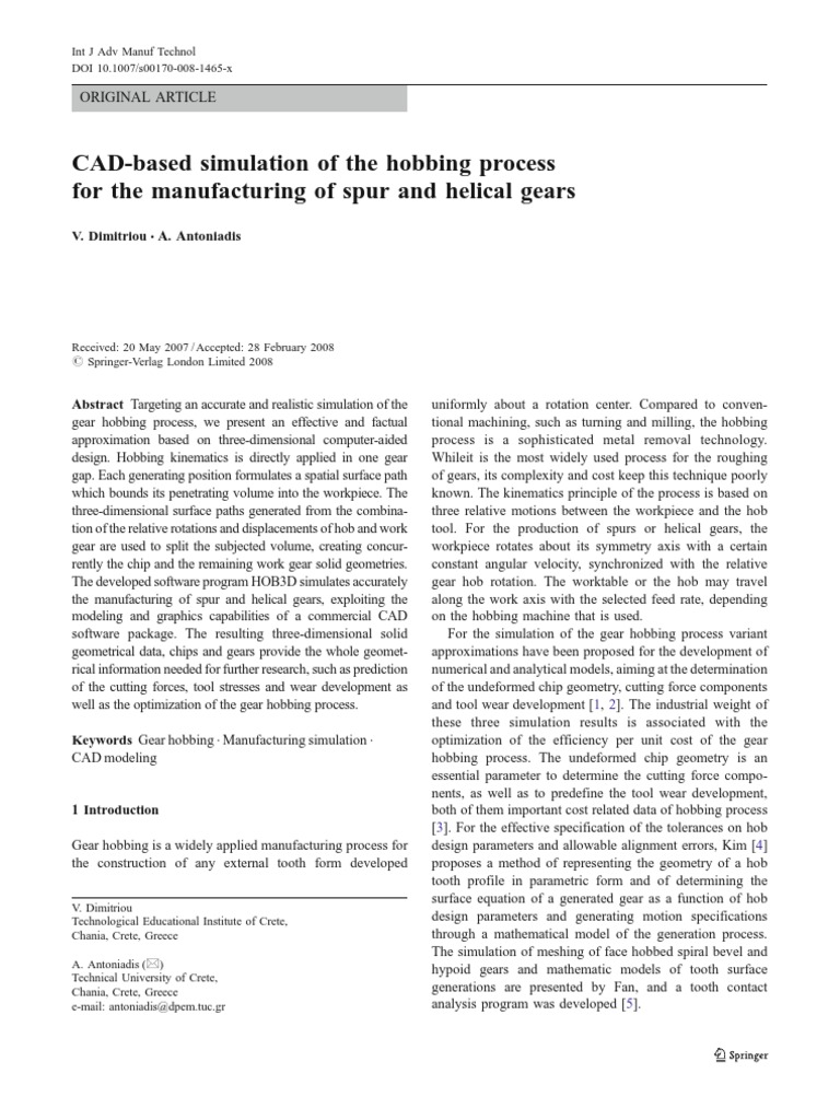 Gear Hobbing Simulation Insights | PDF | Gear | Computer Aided Design