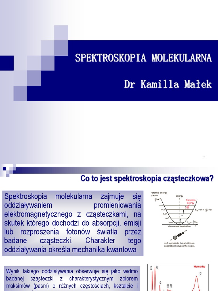 Wykład - Spektroskopia Molekularna Od DR Kamilli Małek | PDF