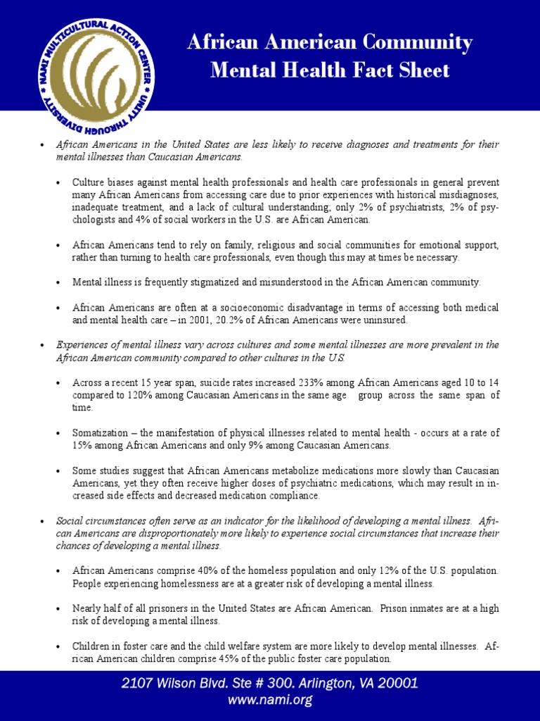African American Community Health Fact Sheet | Download Free PDF ...