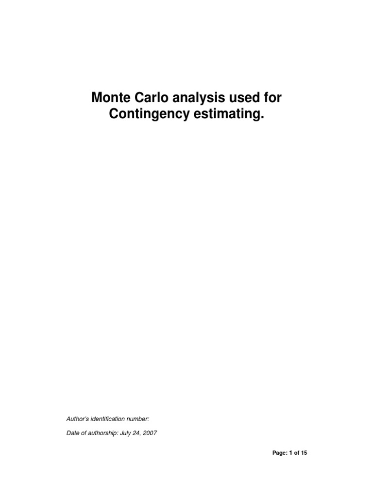 Monte Carlo Analysis Used For Contingency Estimating | PDF | Risk ...